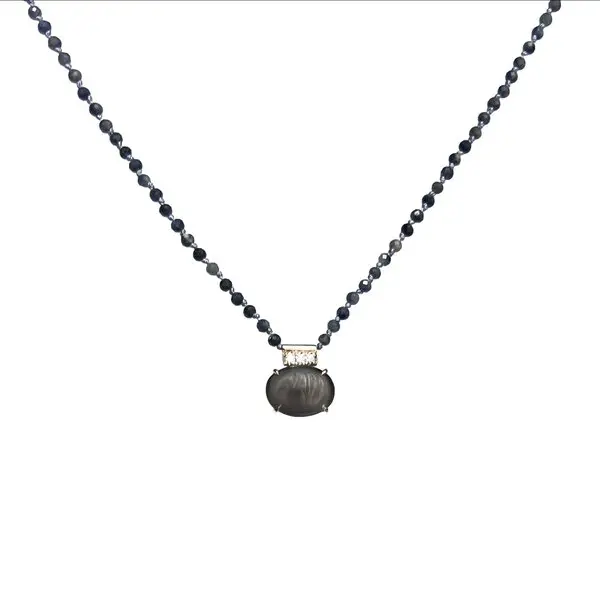 AMONTA Chrysoberyl Cat’s Eye Pendant Necklace - Blue/brown