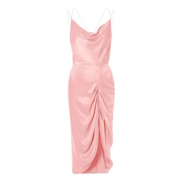 AGGI BY HALEWSKI Ava Satin Midi Dress - Pink