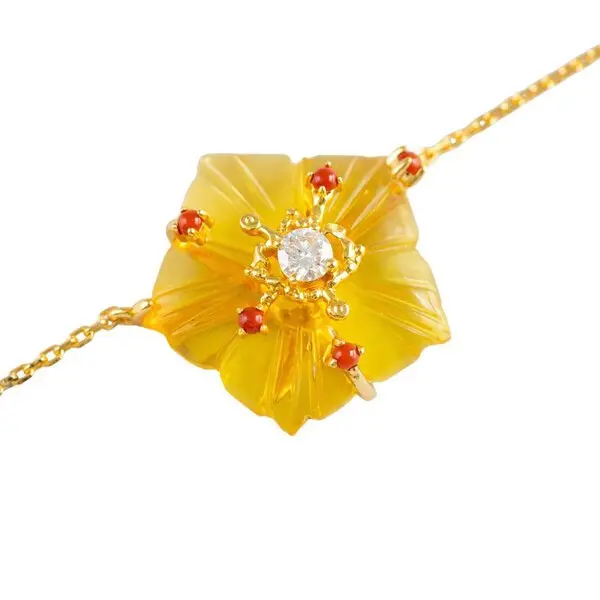 WJY STUDIO LONDON Dewdrop Bloom Floria Bracelet With Citrine Agate And Diamond - Gold/red/yellow