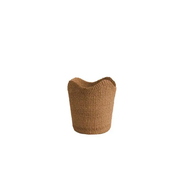 Likhâ Small Tan Scallop Tabletop Basket - Brown