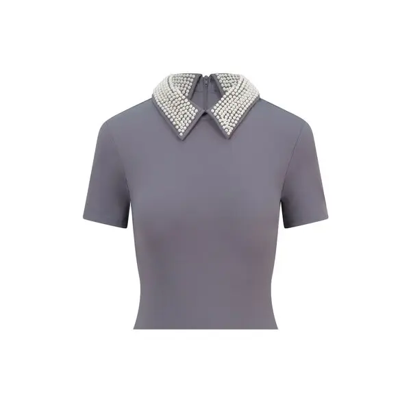 BALOU Pearl Embellished Collar Top