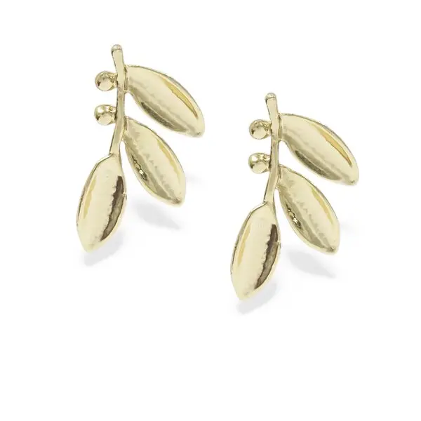 MAISON DE GALA Leaf Branch Statement Stud Earrings - Gold