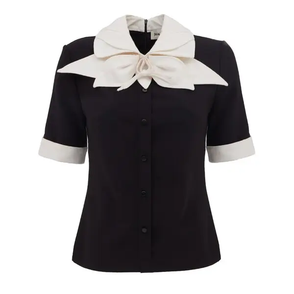 JULIA ALLERT Short Sleeve Bow Blouse