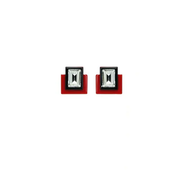 GISSA BICALHO Rectangular Stone Acrylic Earrings - Red