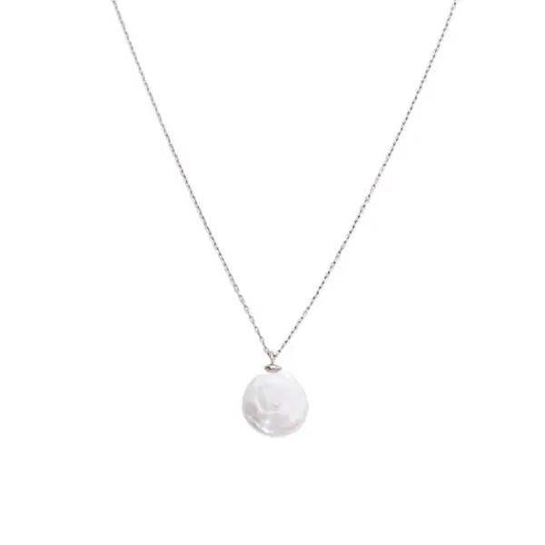 SPERO LONDON Baroque Pearl Coin Pendant Necklace - Silver
