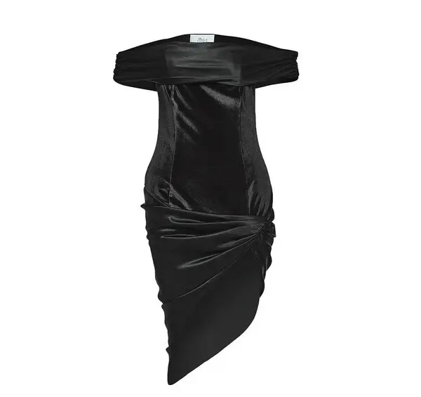 MAISON SEL Off-shoulder Velvet Mini Dress