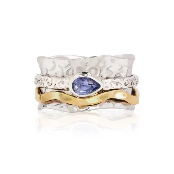 CHARLOTTE'S WEB JEWELLERY Aura Magic Spinning Ring With Tanzanite - Purple/gold/silver