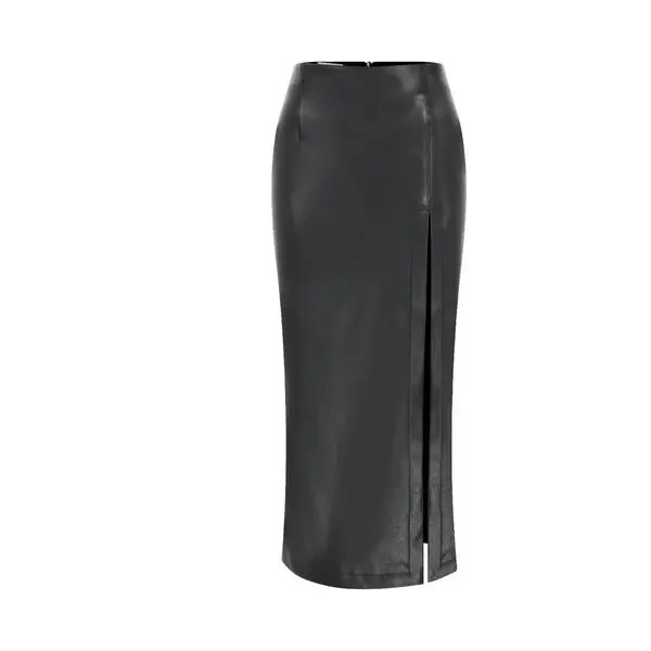 NAZLI CEREN Lea Vegan Leather Midi Skirt