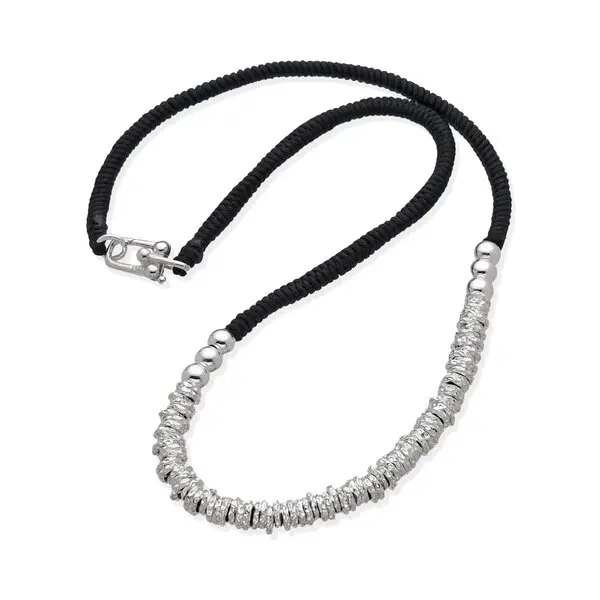 ALTAR™ ORNAMENTS CO. Sterling Silver And Cordura Necklace - Silver/black