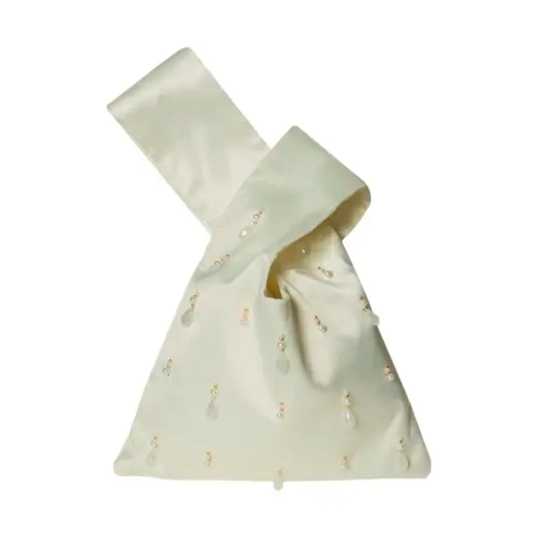 2KSTYLE Marlene" Hand-embellished Satin Wristlet Pouch - White