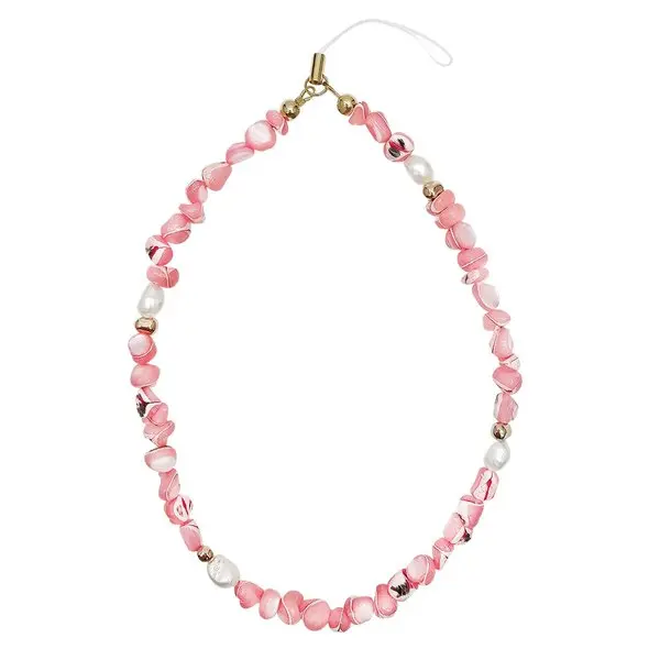 FARRA Shell And Freshwater Pearl Phone Strap - Pink