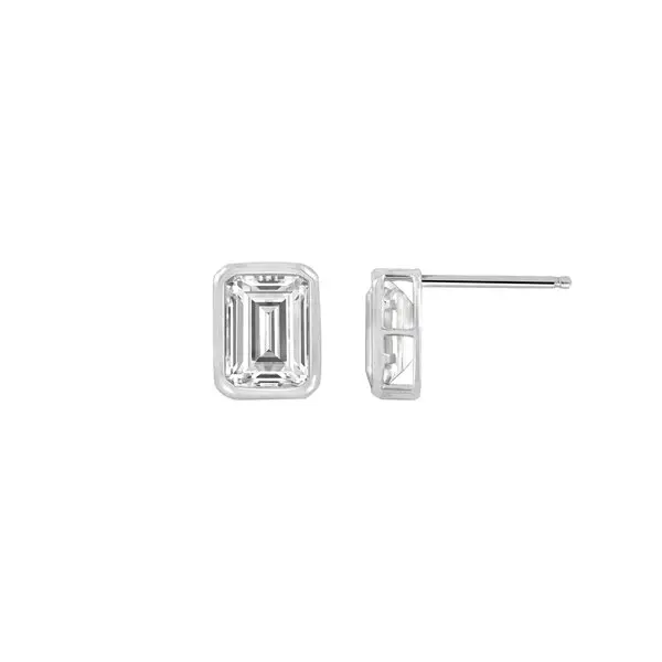 DIAMONBLISS Silver Plated Swarovski Zirconia Stud Earrings - White