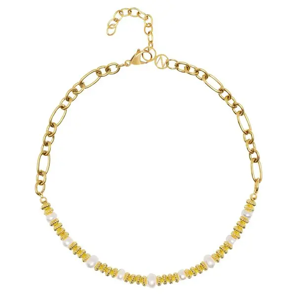NIALAYA JEWELRY Chain Choker With Pearls - Gold/white