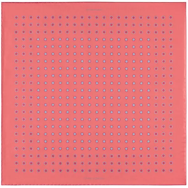 OTWAY & ORFORD Luna' Polka Dot Silk Pocket Square In Dusky With Pale Blue. Full-size - Pink