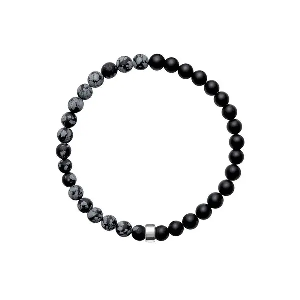 ORA PEARLS Aro Snowflake Obsidian & Onyx Bracelet - Black/white/grey