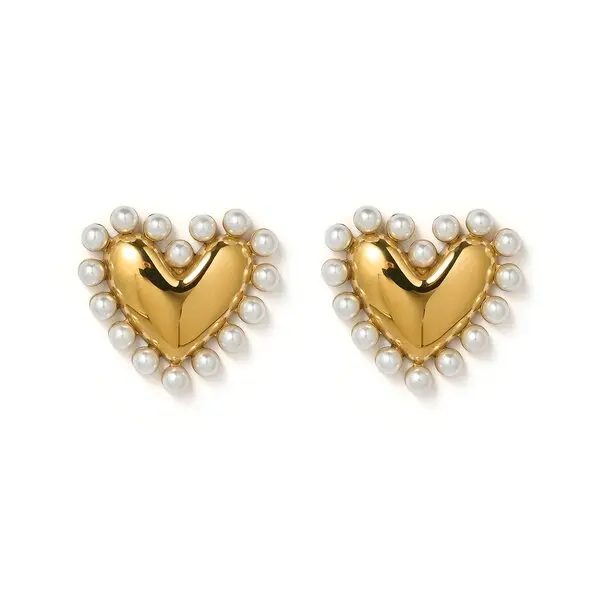 ARMS OF EVE Gold-plated Heart Earrings With Pearls - Gold/white