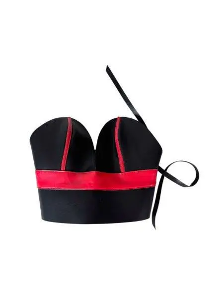 CIRCULAR PATH X Wren + Glory Vegan Leather Wrap Corset Belt - Black/red