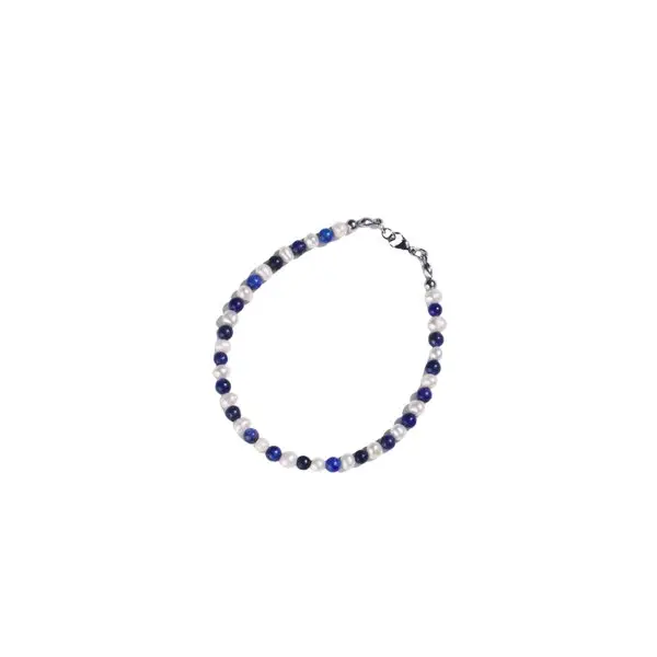 URBANE JEWELRY STUDIO Sigma Pearl & Lapis Bracelet - Blue/white