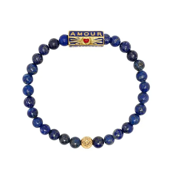 NIALAYA JEWELRY Amour Lapis Lazuli Bead Bracelet - Blue