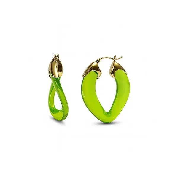 GOLD & HONEY Peridot Lucite Curb Link Hoop Earrings - Green/gold