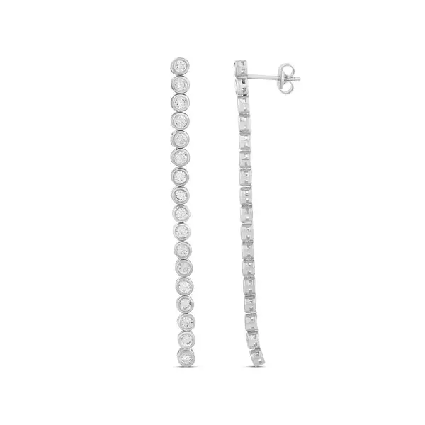 SHYMI Bezel Set Tennis Drop Earrings - Silver