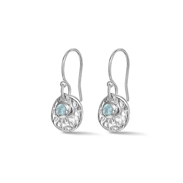 DOWER & HALL Hammered Disc And Aquamarine Earrings - Silver