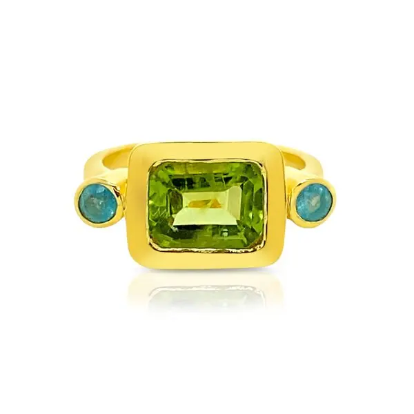 GEM BAZAAR JEWELLERY Gemstone Ring - Green/gold