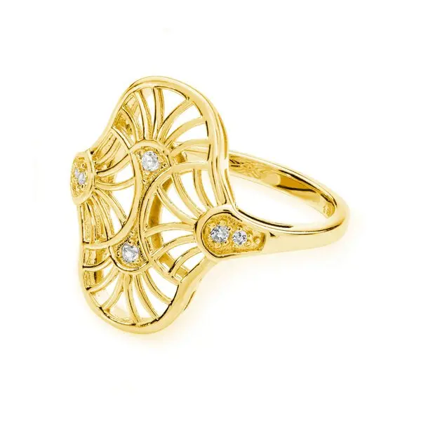 LUCY QUARTERMAINE Art Deco Oval Ring In Vermeil - Gold