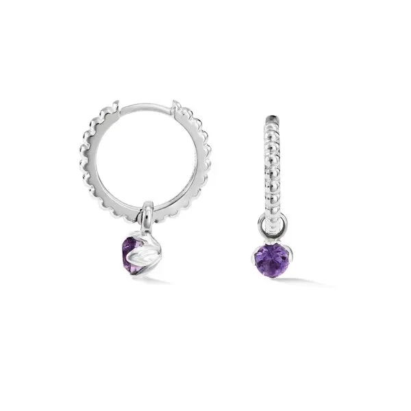 DOWER & HALL Amethyst Charm Hoop Earrings - Silver