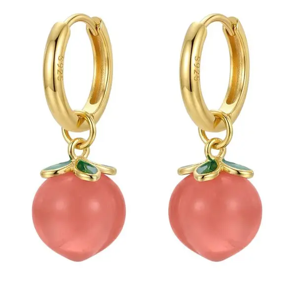 SEREE Peach Agate Stone Charm Earrings - Pink