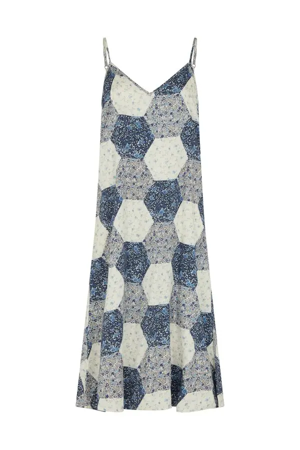 LILY AND LIONEL Rosie Nightdress With Pouch Aster Patchwork - Blue