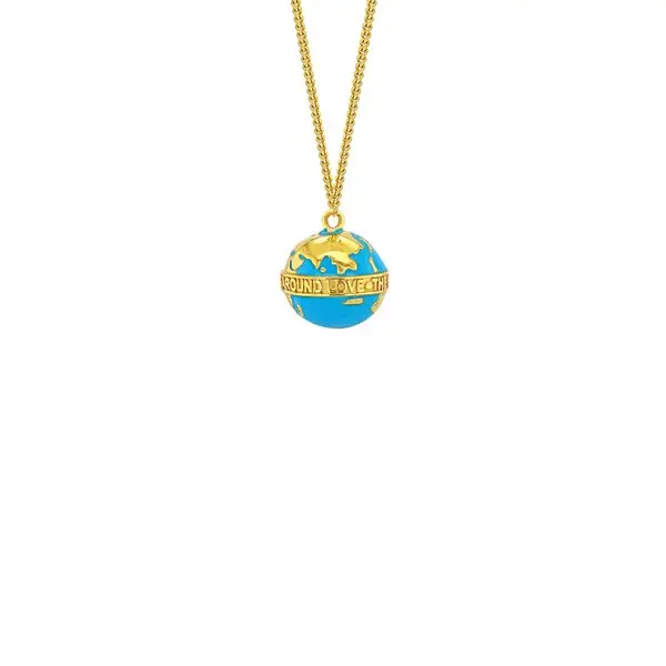 TRUE ROCKS 18kt Gold Plated & Turquoise Mini Globe Pendant - Blue/gold