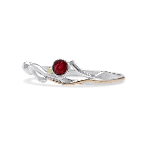 ISLA SILVER Sterling Silver Ruby Ring - Gold/red/silver