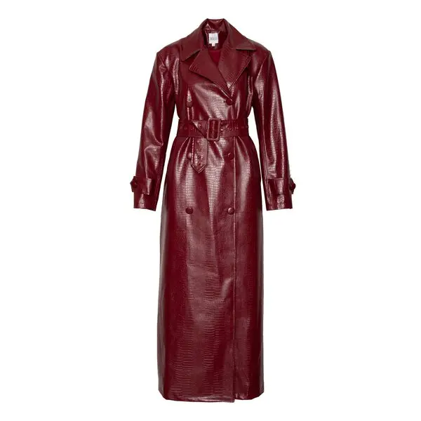 OFUURE Ono Faux Leather Trench Coat - Red