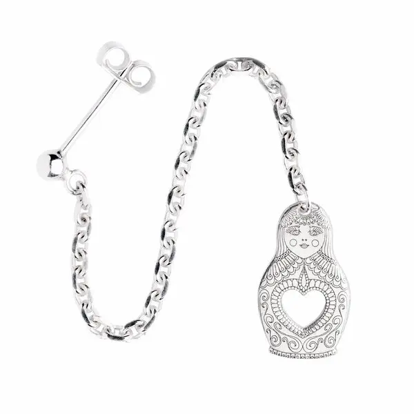 CARTERGORE Russian Doll Long Drop Earring - Silver