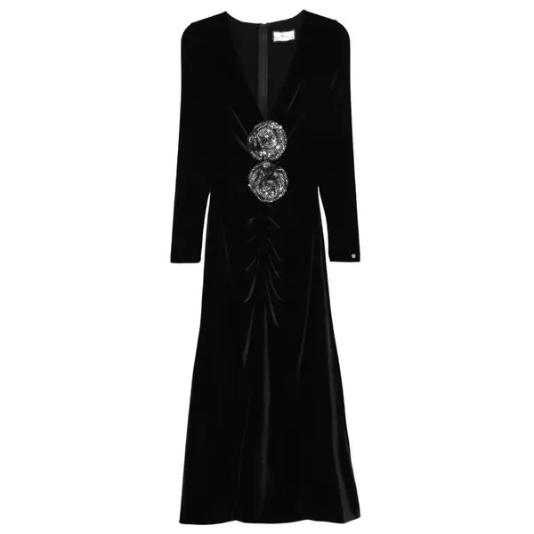 NISSA Sequin-embellished Velvet Midi Dress