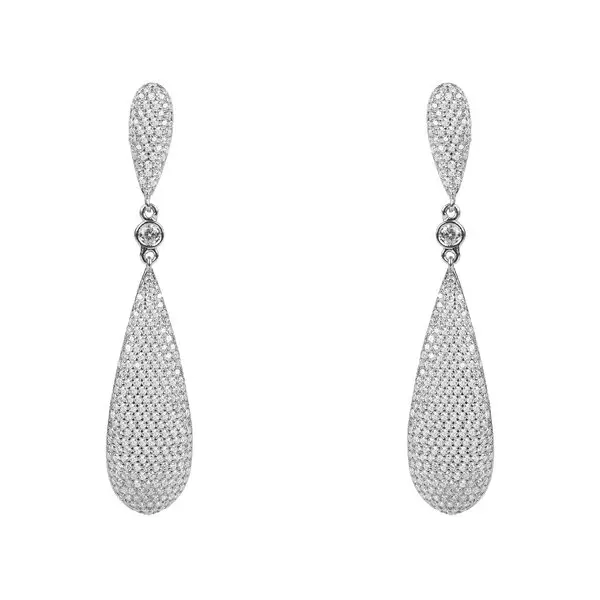 LATELITA Coco's Long Drop Earrings - Silver/white