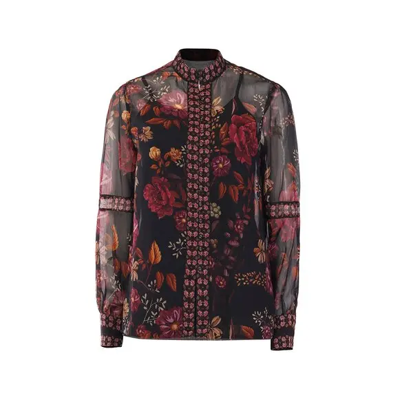 RAISHMA Aspen Floral Chiffon Shirt - Black