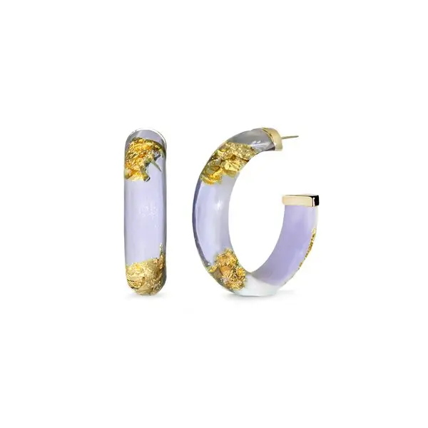 GOLD & HONEY Gold Leaf Hoop Earrings - Purple/gold