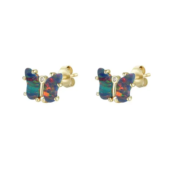 KAMARIA Opal Butterfly Stud Earrings - Black