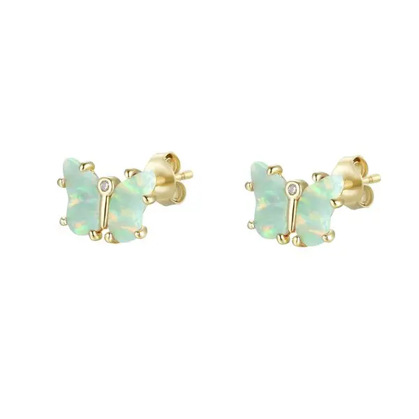 KAMARIA Opal Butterfly Stud Earrings - Green