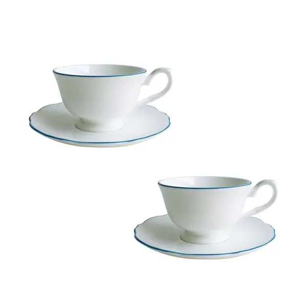 Twig New York Amelie Royal Set Of Two Espresso Cups & Saucers - Blue