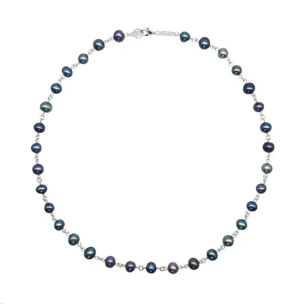 MHART Linked Black Pearl Necklace - Silver