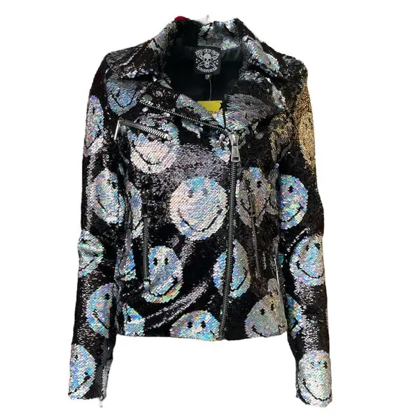 ANY OLD IRON Reversible Sequin Moto Jacket