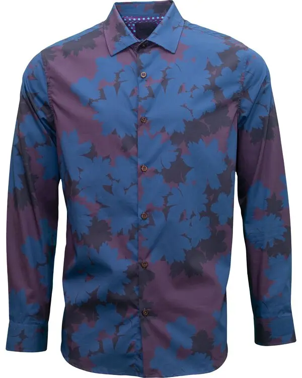 LORDS OF HARLECH Norman Salerno Floral Shirt Plum - Purple