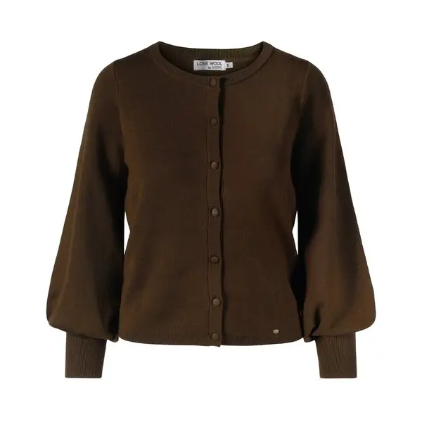 TIRILLM Ava Merino Wool Balloon Sleeve Cardigan - Green