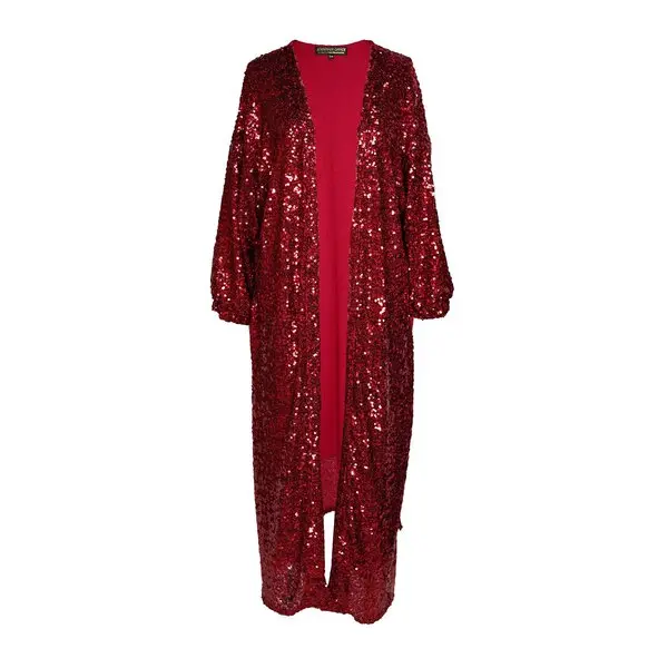 JENNAFER GRACE Sequin Cocoon Jacket - Red