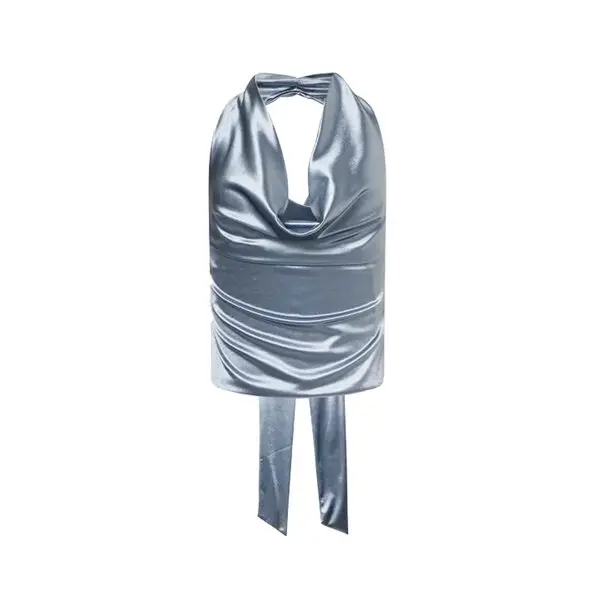 AMY LYNN Satin Halter Cowl Top
