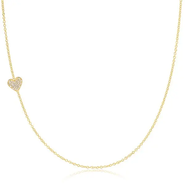 Maya Brenner Designs 14k Asymmetrical Charm Necklace With Diamond Pavé Heart - Gold