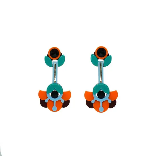 GISSA BICALHO Petunia Acrylic Pendant Earrings - Orange